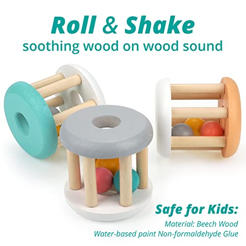 DUCKBOXX XX Wooden Rattles Toys Bundle (2 Pack) for Babies Ages 0m – 2yrs