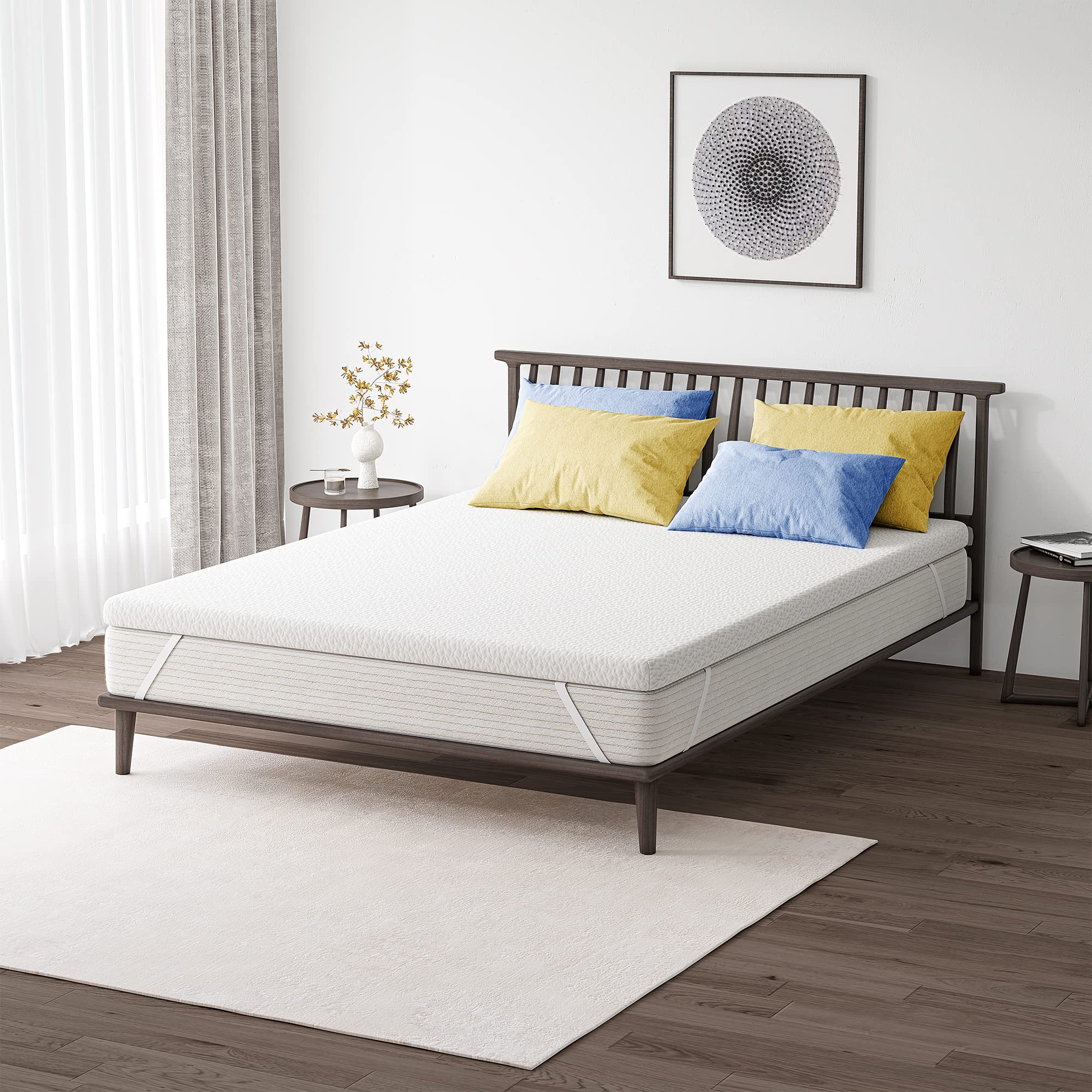 Mattress Topper Twin, Homhougo 3 Inch Green Tea Memory Foam Mattress Topper with Zippered Bamboo Cover, Cloud-Like Soft Topper for Single Bed, Day Bed
