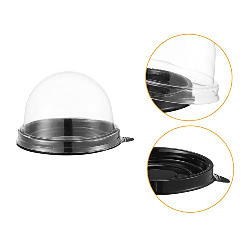 HEMOTON 100pcs Clear Gift Boxes Black Container Clear Cake Box Window Mini Muffin Holders Single Cupcake Containers Packing Box Plastic Boxes Tray Puffs Clamshell Single