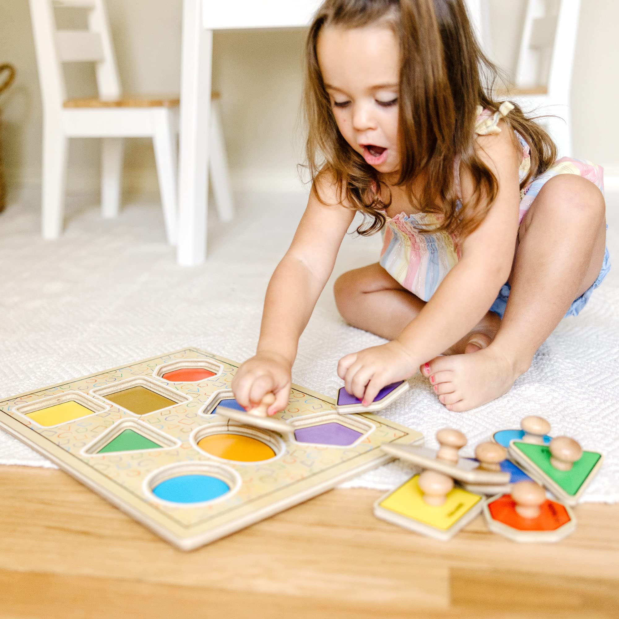 Melissa & Doug Jumbo Knob Wooden Puzzles - Shapes and Farm Animals - Chunky Baby Puzzles, Wooden Puzzles With Knobs For Toddlers Ages 1+