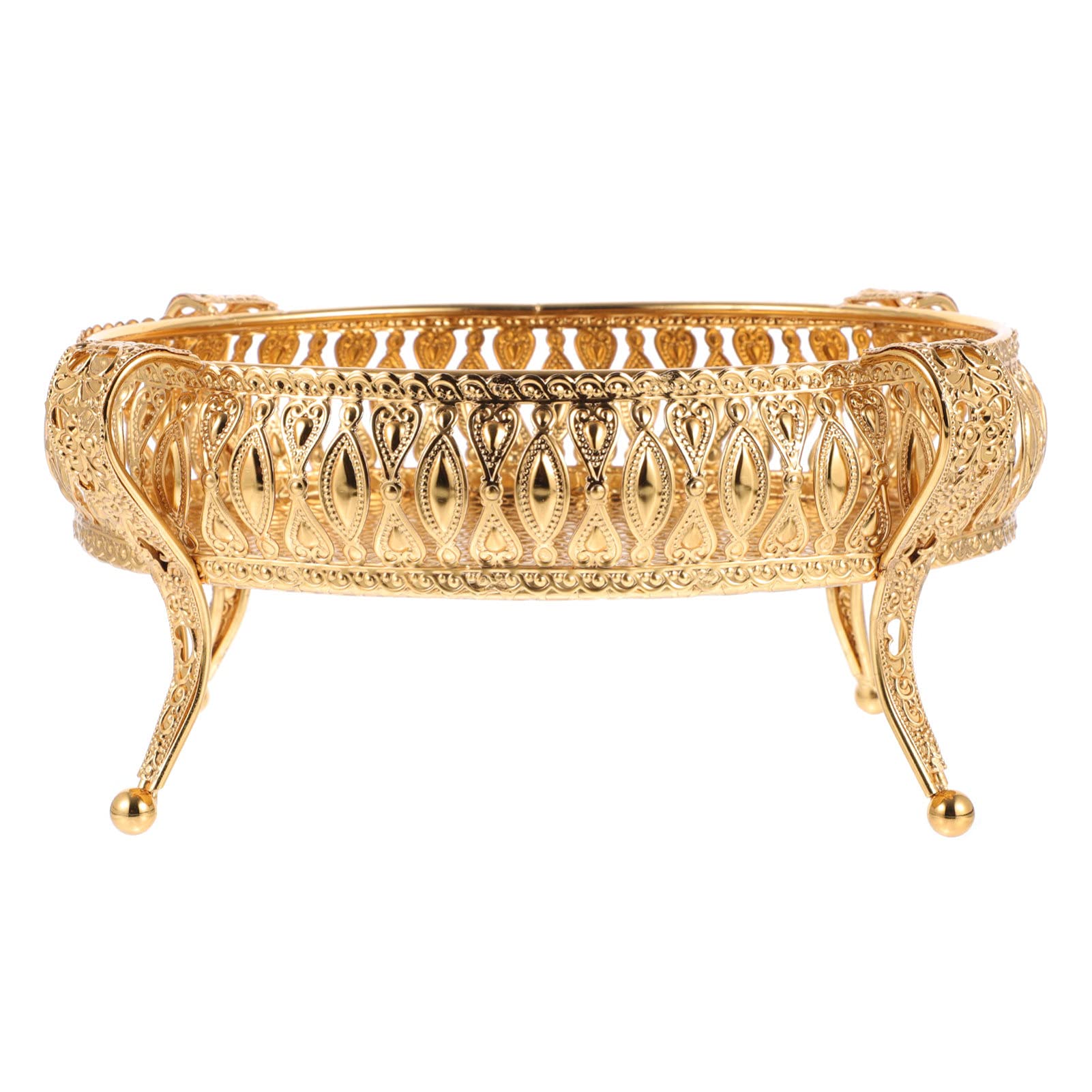 Cabilock 3 Pcs Metal Fruit Plate Offering Plate Fruit Basket Holder Serving Dishes Offering Bowl Snack Serving Tray Cookie Storage Bowl Dry Fruits Biscuit Gold Plated Iron Dried Fruit Plate