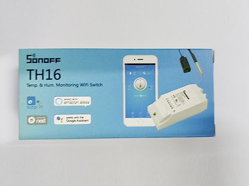 Sonoff TH16 Temperature and Humidity Monitoring WiFi Smart Switch for DIY Smart Home,Compatible with Alexa(16A)