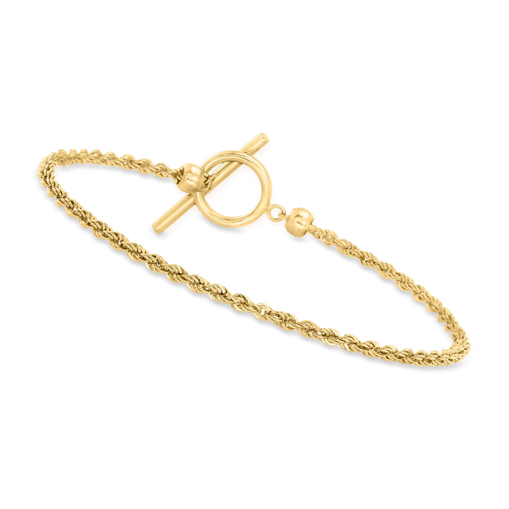Canaria Fine Jewelry - 2.2mm 10kt Yellow Gold Rope-Chain Toggle Bracelet. 7 inches