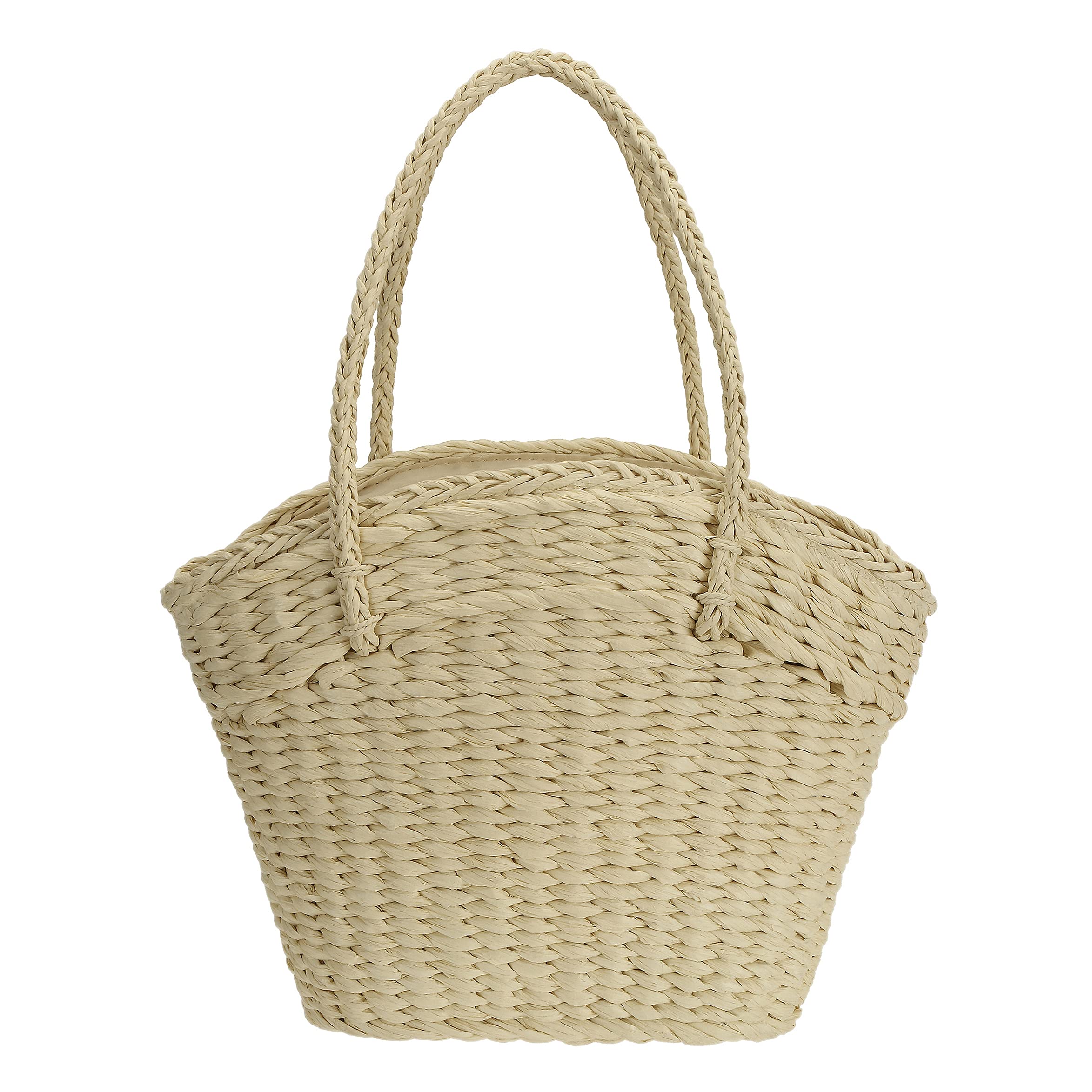 So'each Women's Handbag Wicker Woven Rattan Straw Tote Bag Basket Shoulder Bag Beige