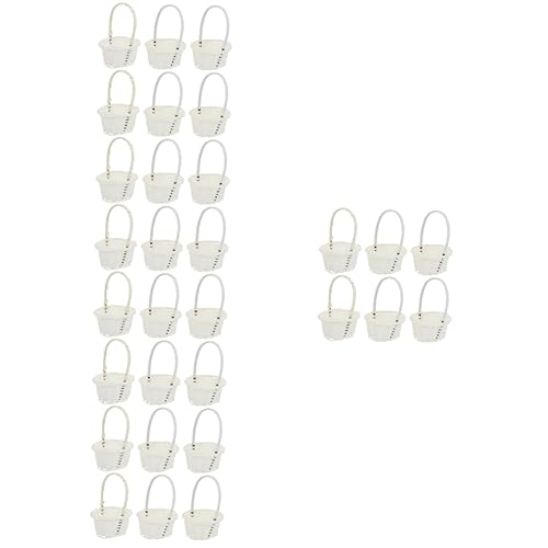 Cabilock 30 pcs rattan basket woven baskets picnic baskets kid basket girls crafts candy gift storage basket vintage hamper basket gingham basket miniature food basket decorative basket egg