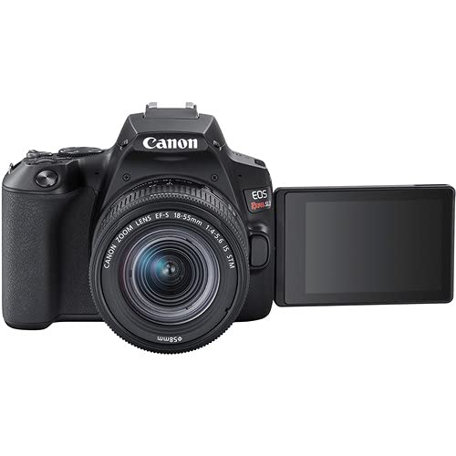 Canon EOS Rebel SL3 DSLR Camera with 18-55mm Lens (Black) + EOS Bag + Sandisk Ultra 64GB Card + Cleaning Set and More (Renewed)