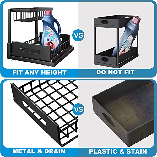 HFXBearArmor Sink Organizer, Pull Out Cabinet Organizer Slide Out Sliding Shelf Under Cabinet Storage Multi-Use for Under Kitchen Bathroom Sink Organizers and Storage