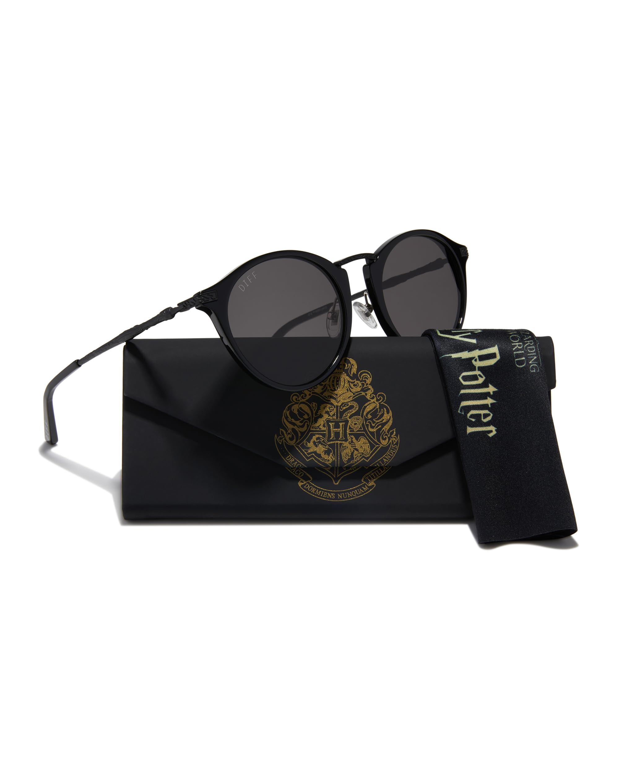 DIFF Harry Potter 2.0 Designer Round Sunglasses for Men and Women UV400 Protection, Tuxedo Black + Yule Ball Grey