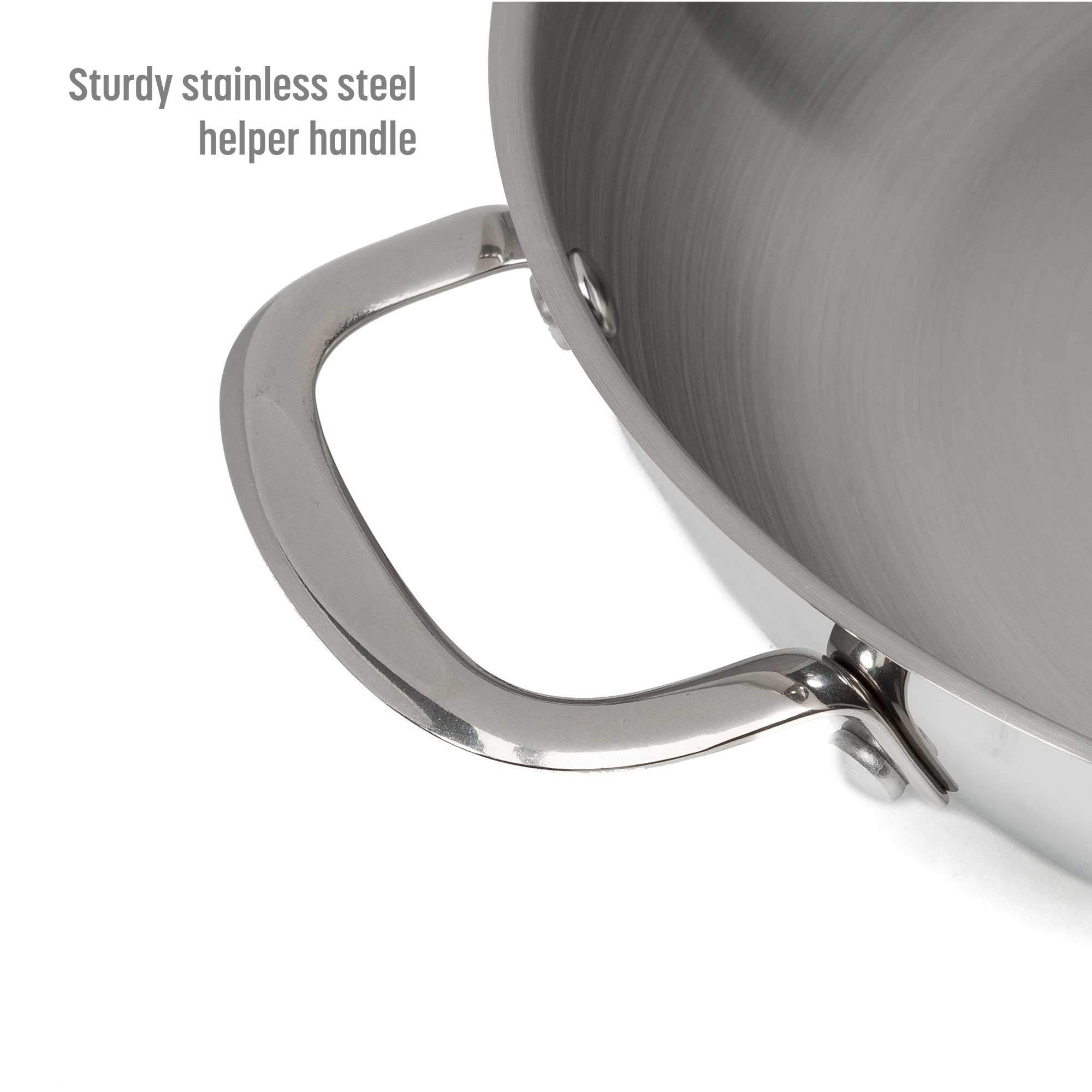 Goodful 12-Inch Stainless Steel Fry Pan with Universal Lid made from Stainless Steel and Glass Combo, Chrome