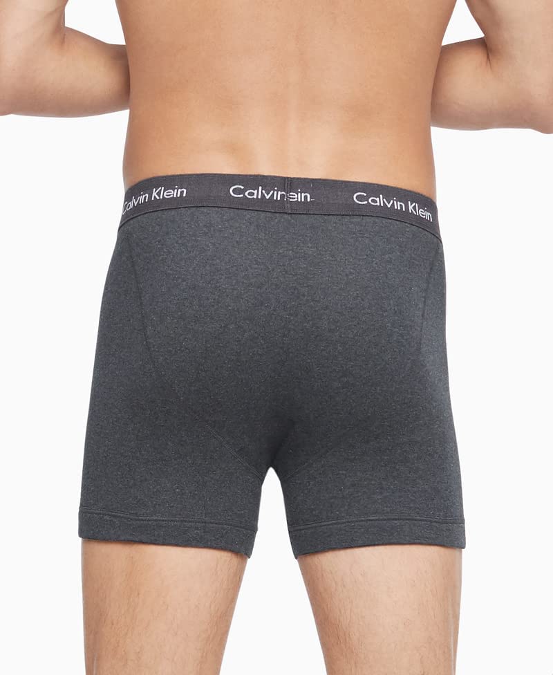 Calvin Klein Men's Cotton Classics 5-Pack Boxer Brief, Black W/Natural Gray, Grey Heather, White, Night Sky, Ponderosa Pine, Large