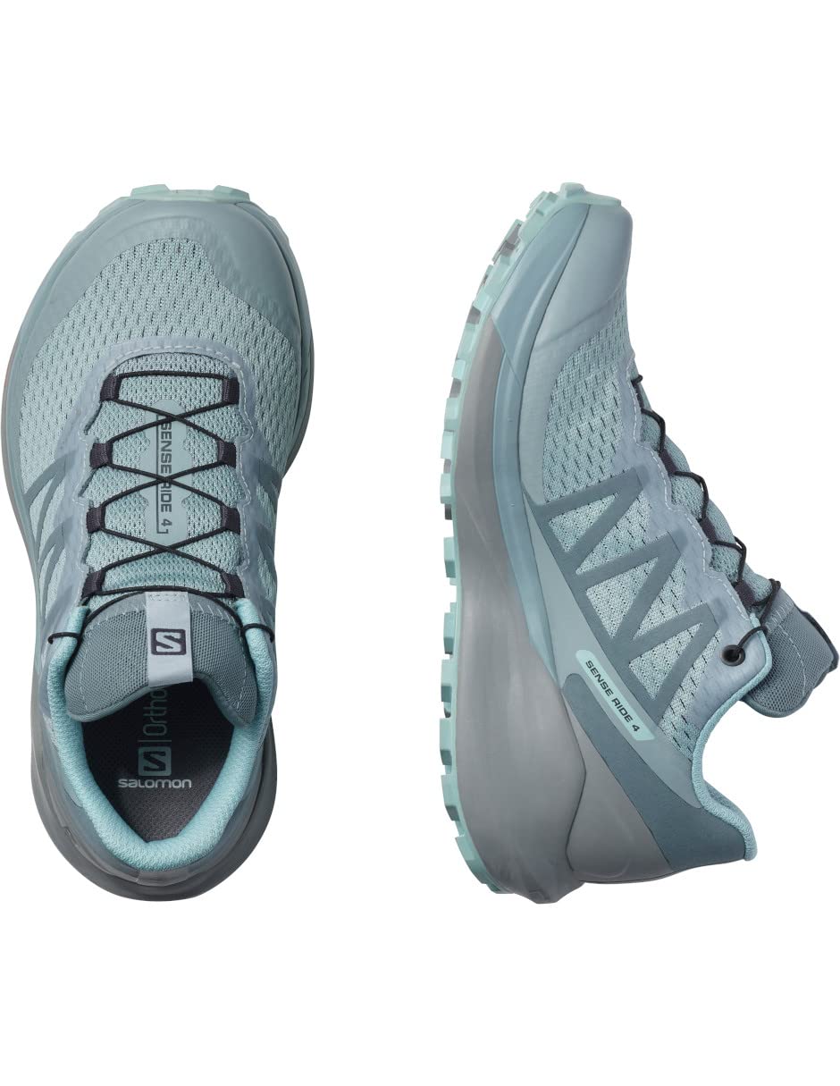 Salomon Sense Ride 4 Gore-TEX Invisible FIT Trail Running Shoes for Women, Slate/Monument/Pastel Turquoise, 9