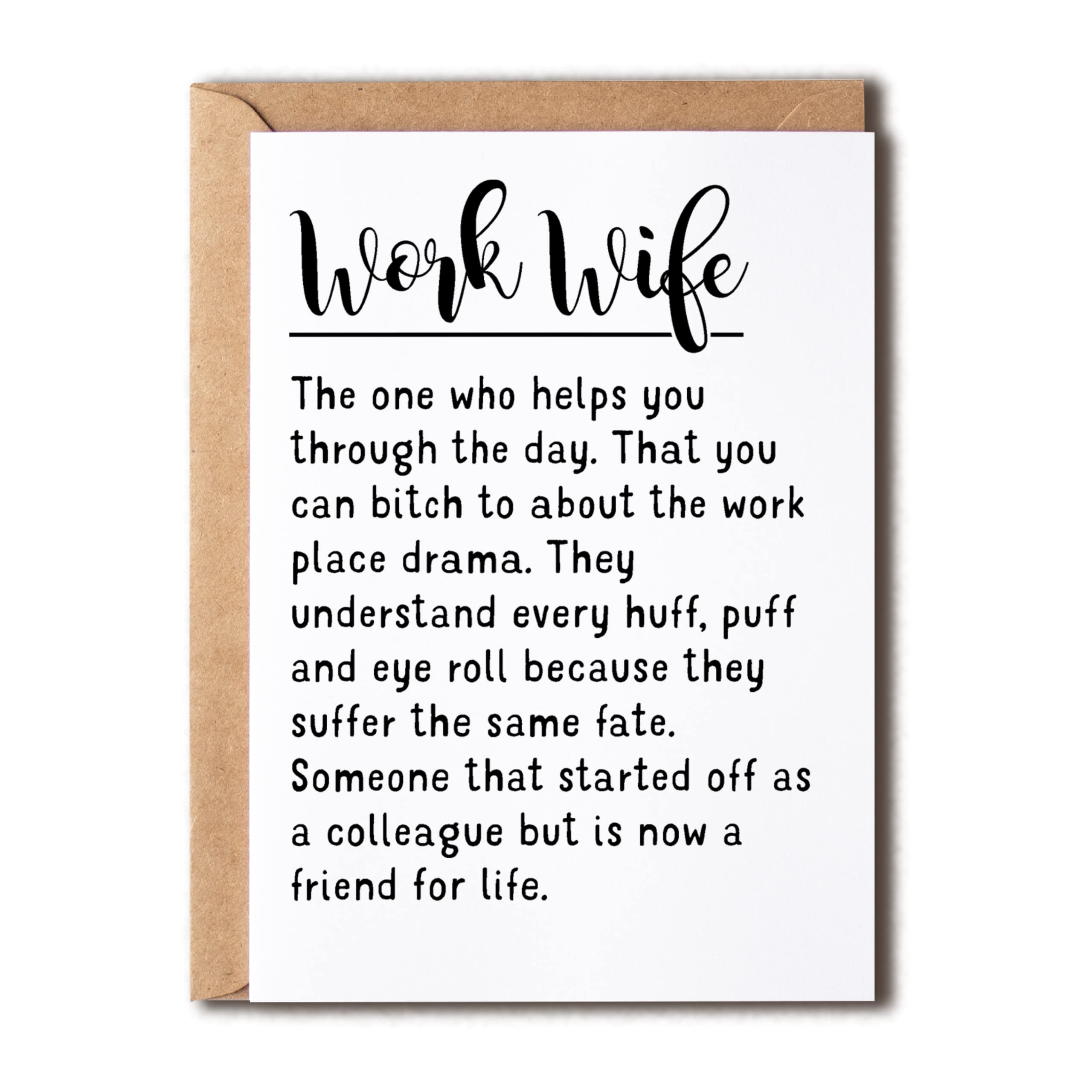 EruditeGifts Greeting Card - Work Wife/Bestie Birthday Card - Premium Heavy Cardstock - Includes Envelope - 5 x 7 inches