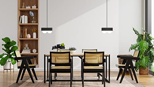 First of a Kind Rattan Cane Dining Chair - Mid-Century Modern Chairs with Mesh Back - Comfy Side Chair with Arms for Dining Room β Farmhouse Wooden Frame Accent Chair for Kitchen - Black