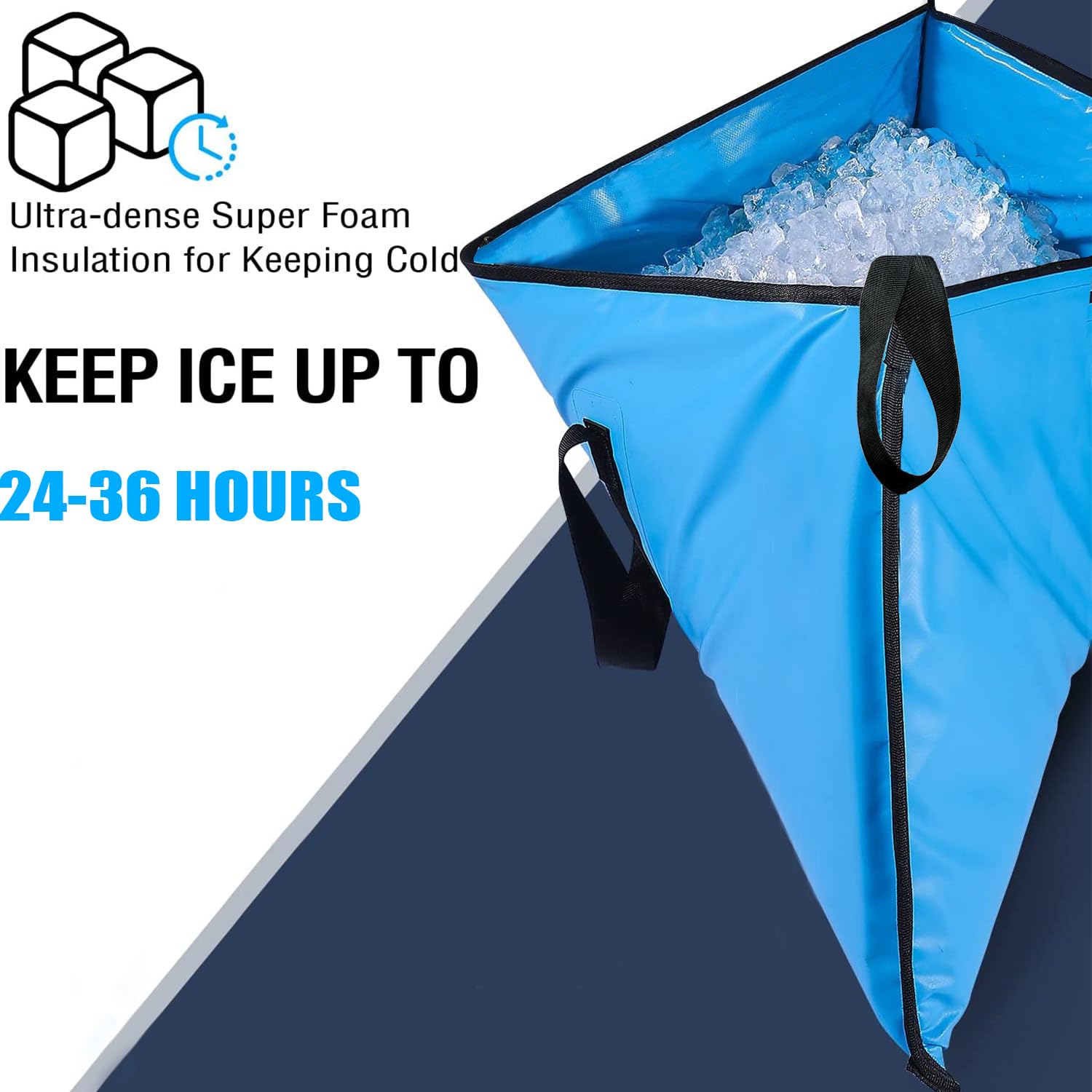Buffalo Gear Insulated Fish Cooler Bag 48x18 In,Large Fish Kill Bag,Portable Waterproof Leakproof Fish Bag Keep Ice-Cold More Than 24 Hours (Blue)