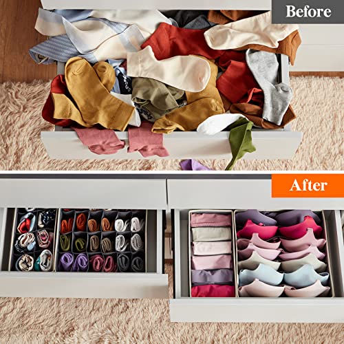 Lifewit 4 PCS Drawer Underwear Organizers, Bundle with 6 PCS Drawer Underwear Organizers, Grey