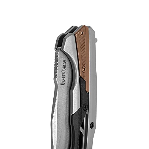 Kershaw Endgame Pocket Knife, 3.25" D2 Carbon Steel Spear Point Blade, Manual Flipper Opening, Frame Lock, Reversible Deep-Carry Pocketclip