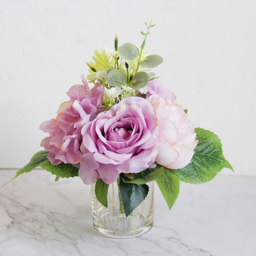 SOIMISS Artificial Roses Peony Hydrangea Flowers Bridal Wedding Bouquet for Party Wedding Decoration