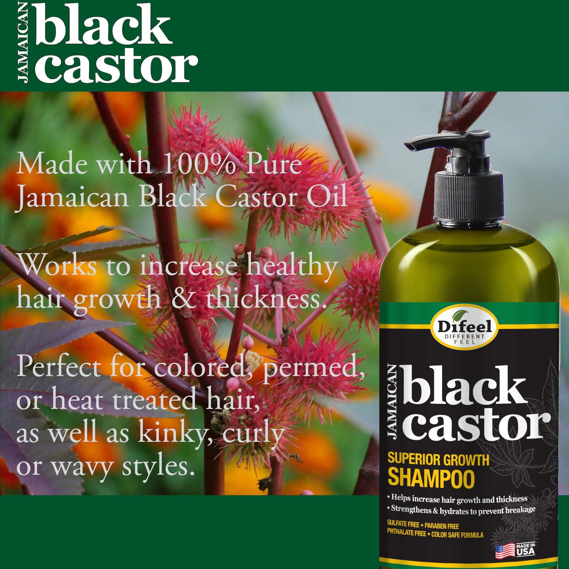 Difeel Superior Growth Jamaican Black Castor Shampoo & Conditioner Gift Set 4-PC Boxed Hair Care Collection