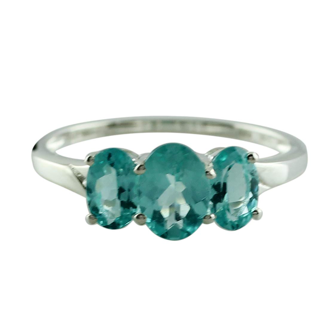 Carillon Stunning Blue Apatite Oval Shape 4X6MM Natural Earth Mined Gemstone 925 Sterling Silver Ring Wedding Jewelry for Women & Men