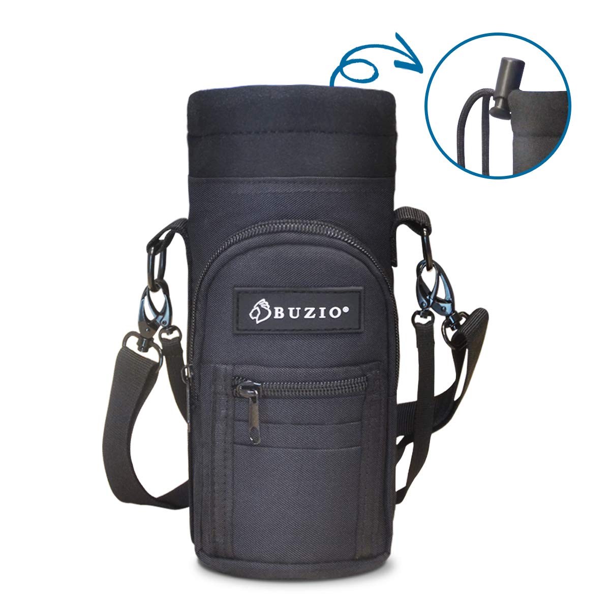 BUZIO Water Bottle Holder Carrying Pouch for 40 oz Bottles - Carry, Protect and Insulate Your Flask with This Military Grade Carrier an Adjustable Padded Shoulder Strap