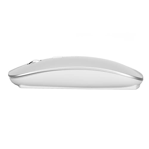 Wireless Mouse, Noiseless Optical Mouse BT 5.0 and 2.4GHz Wireless Connection 1000/1200/1600DPI Gaming Mice for Win/OS X/Android System(Silver Smooth)
