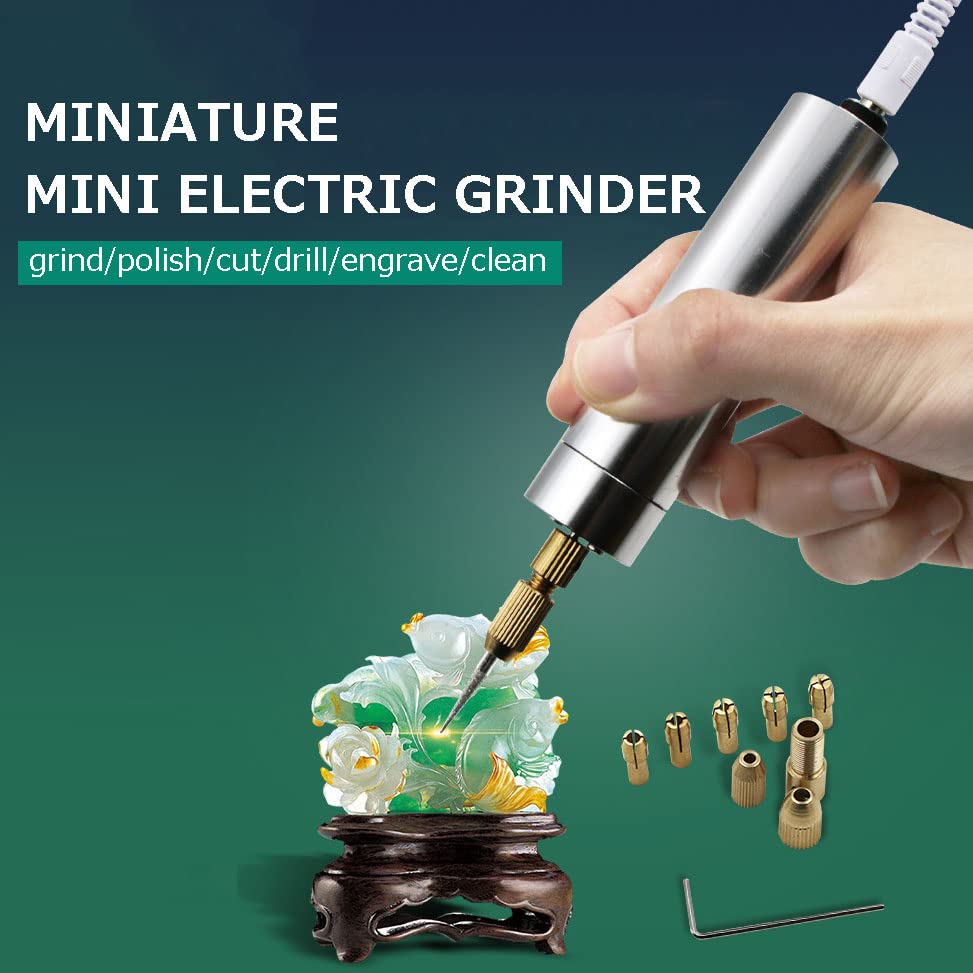 Electric Mini Drill Grinder, Mini Drill Set Grinder Kit, Adjustable Speed Polishing Engraving Grinding Pen Tool Kit, Low Noise, for Grinding, Polishing, Drilling