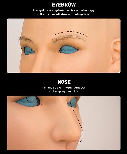 SHMCOFE Crossdressing Silicone Female Mask Headwear Mask For Crossdressers Cosplay Halloween Transgender
