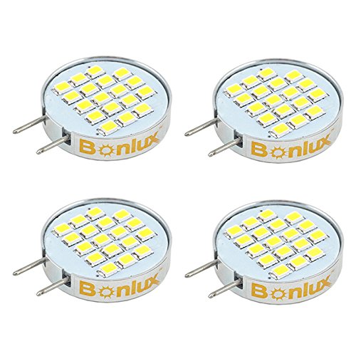 Bonlux Dimmable LED G8 Bulb- 120V Warm White T4 G8 Bi-pin LED Halogen Replacement Bulb for Under Counter Kitchen Lighting, Under-Cabinet Accent Puck Light Desk Lamp Lighting(Pack-4)