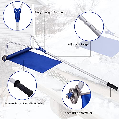 DORTALA 20FT Snow Roof Rake, Adjustable Telescoping Snow Shovel Rake, Practical Lightweight Roof Rakes for Snow Removal, Ideal for Long or Low-Pitched Roofs Snow Removal