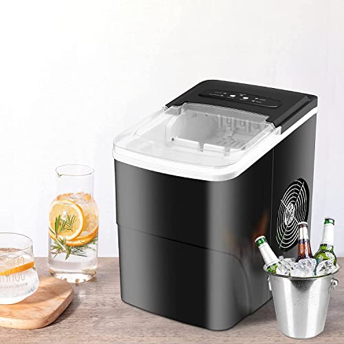 Ice Makers Countertop Ice Machine Maker Countertop for Home/Office/Camping/Mini/Small/Table Top/Tabletop/Electric with Spoon, 26.5 lbs in 24h