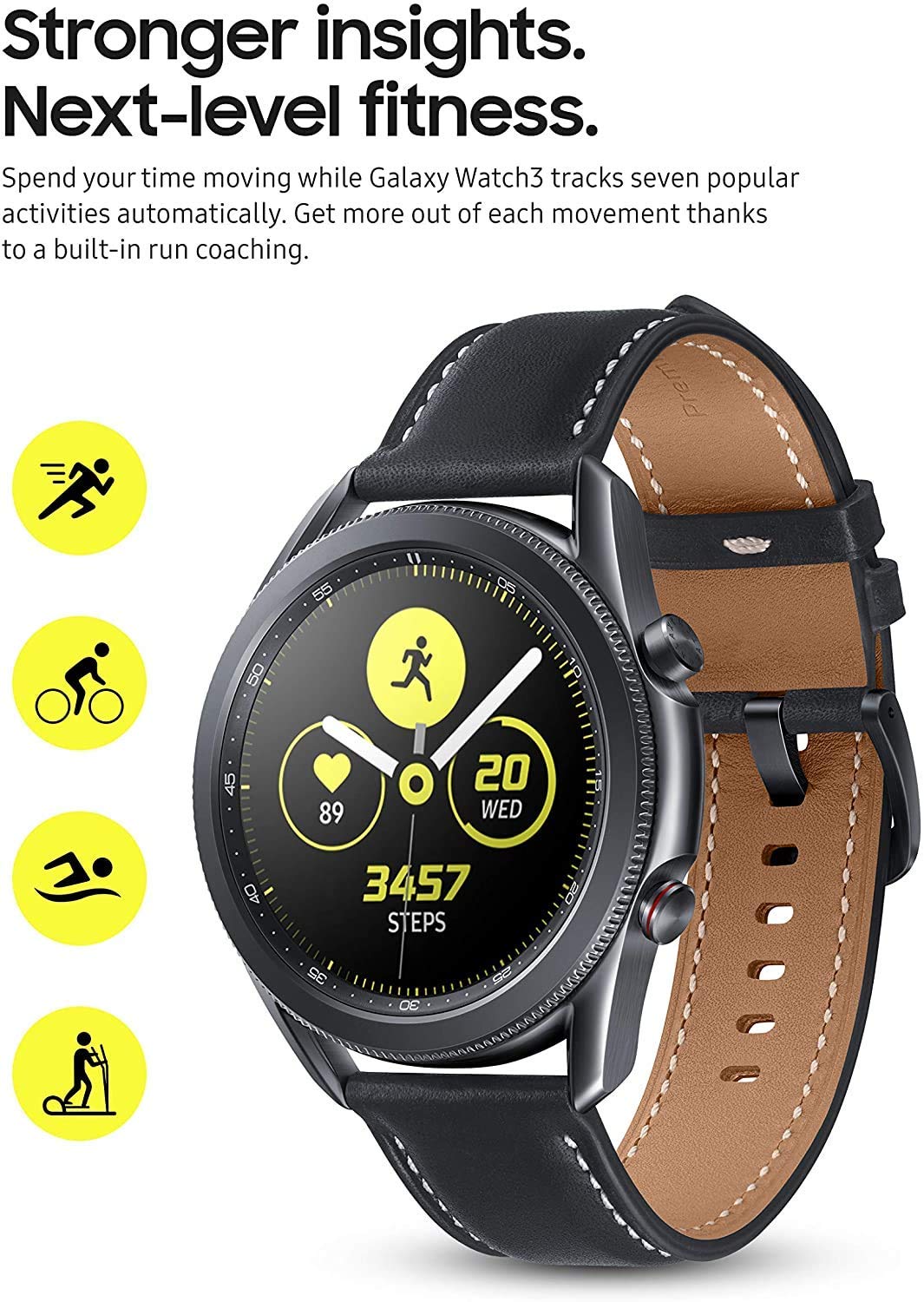 Samsung Galaxy Watch3 GPS Smartwatch (Bluetooth, 45mm, Mystic Black) (Renewed)