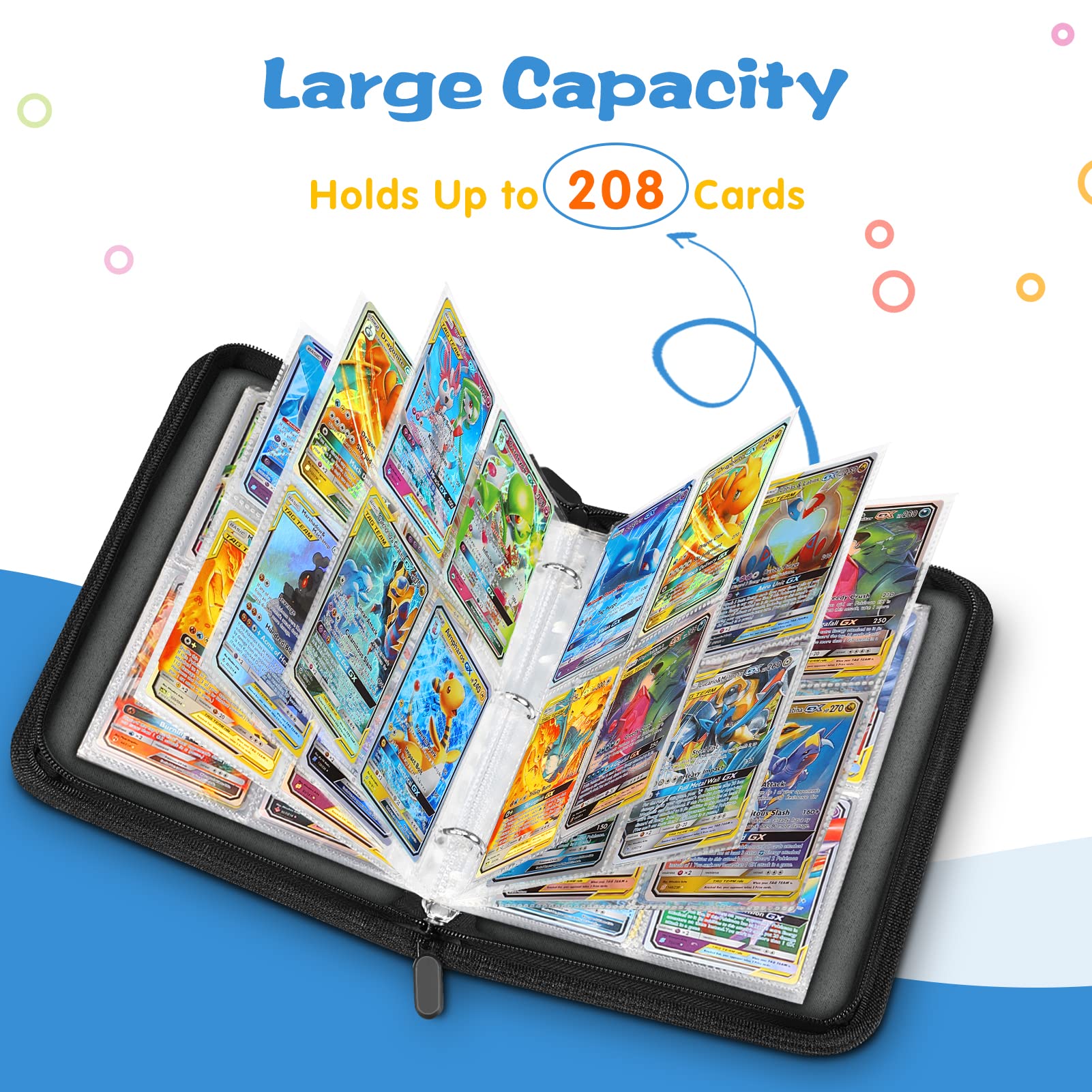 CaseBot Trading Card Binder, Card Binder Collect Holder Case Fits 208 Cards with 52 Sleeves, Album Folder Carrying Case for TCG, Galaxy