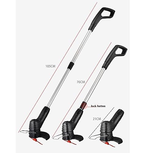 High Strength Alloy Blade Mower Portable Electric Push Lawn Hand Mower Grass Trimmer Auxiliary Handle Tools for Agricultural Household Wireless Weeding Brushing Machine (A,US)