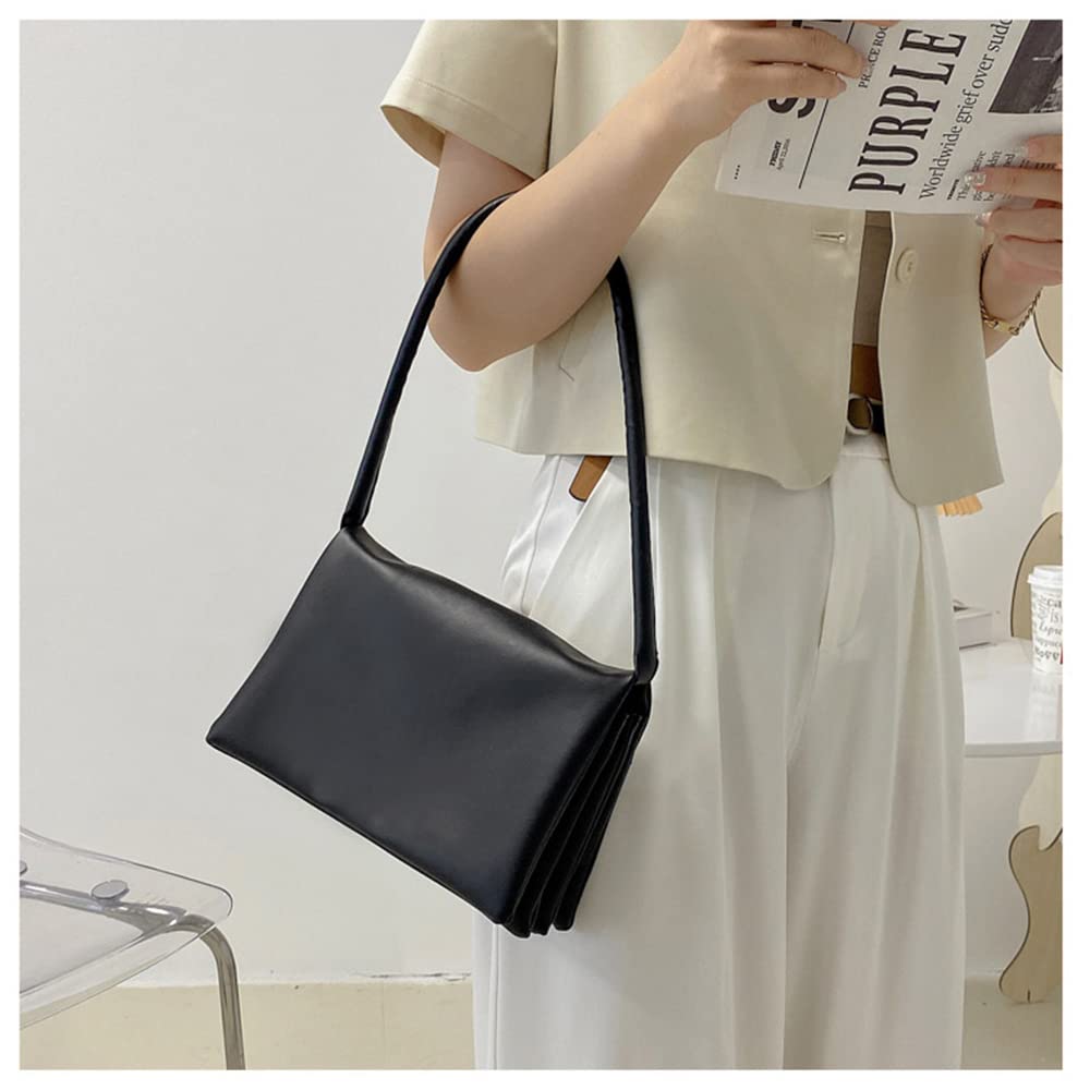 Buwico shoulder bag for Women，Cute Hobo Mini Clutch Purse, Classic Shoulder Purse with Vegan Leather (Black)