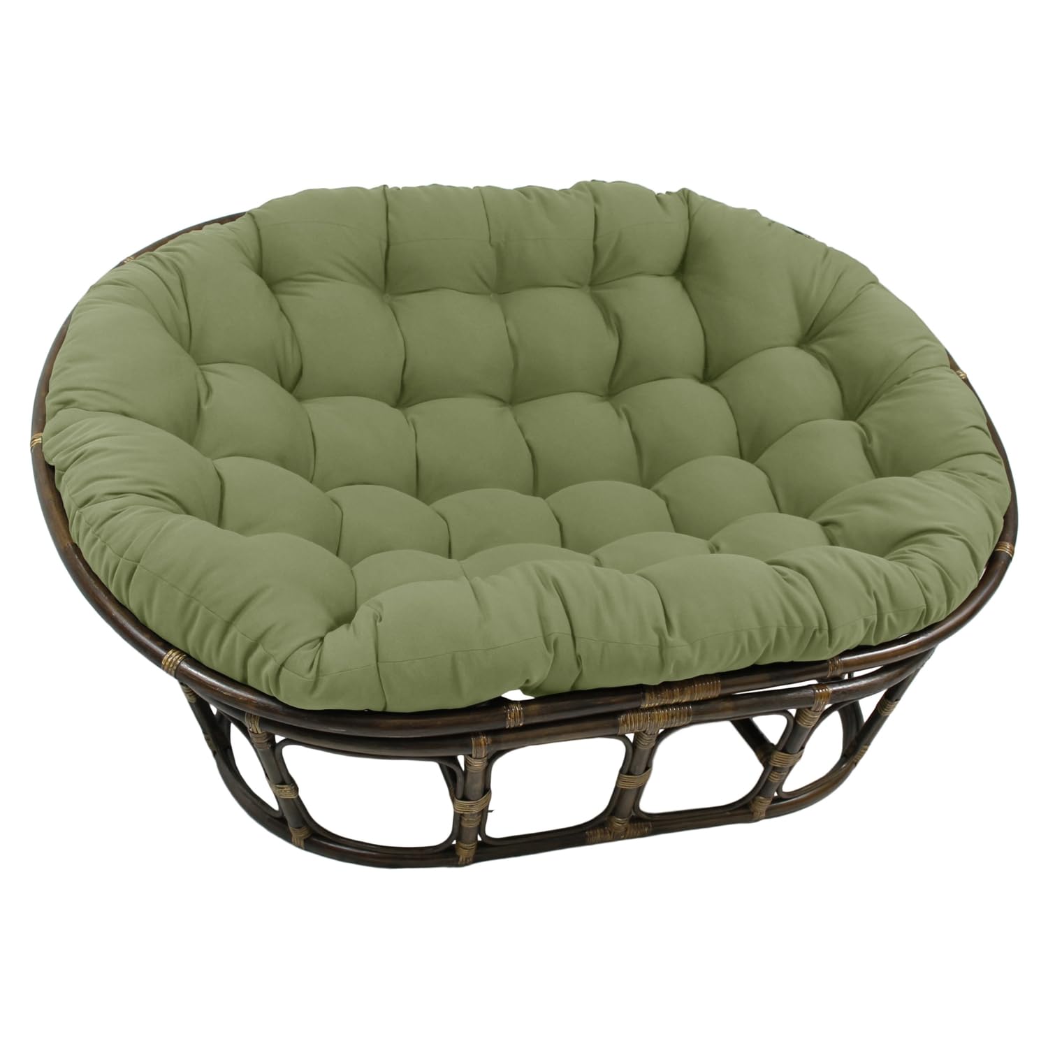 International Caravan Rattan Double Papasan Chair with Twill Cushion