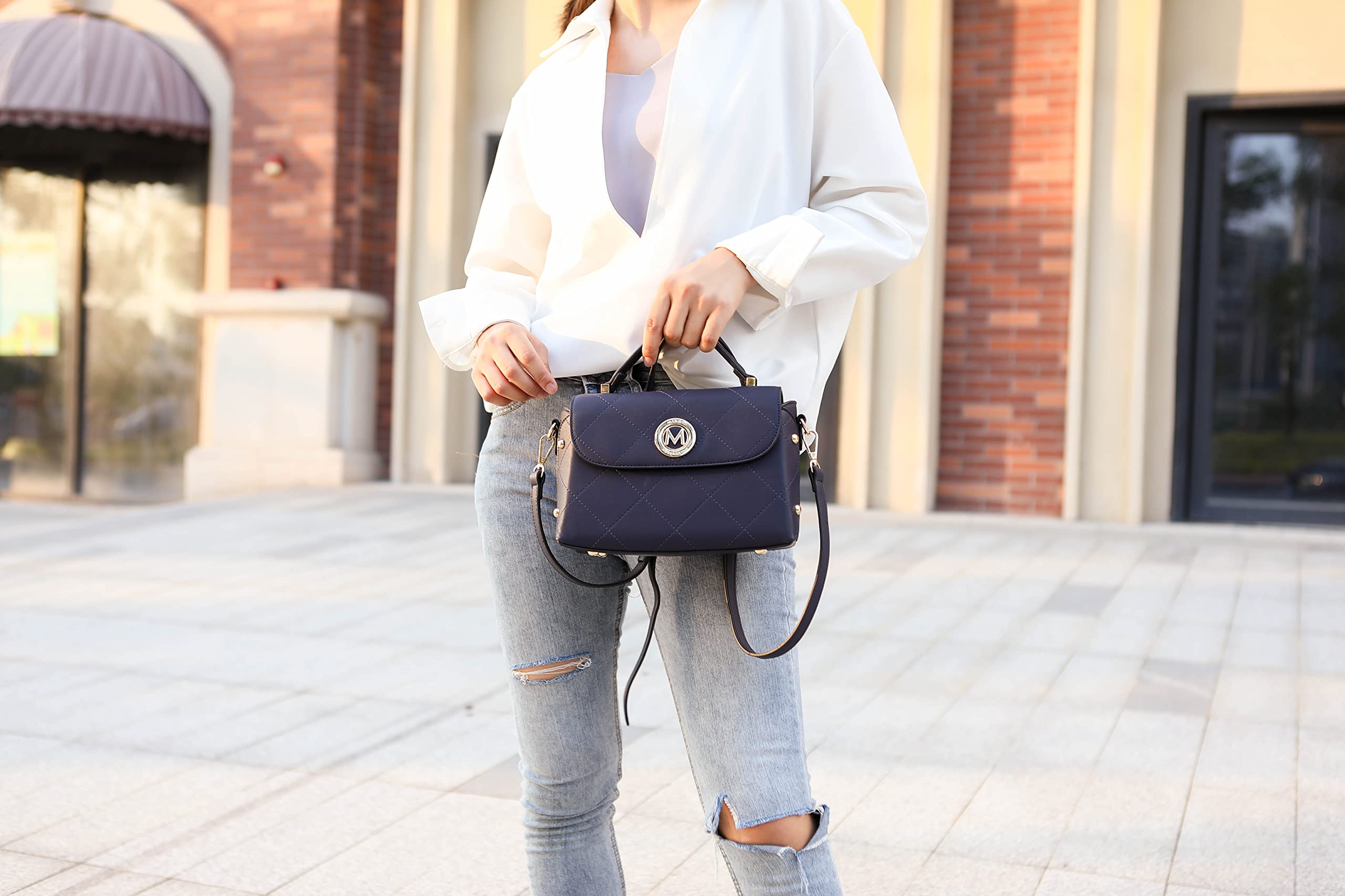 MKF Collection Crossbody Bag for Women, Designer Crossover Lady Handbag Messenger Purse