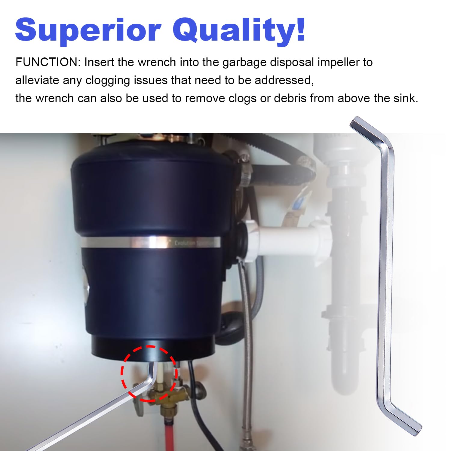 FullMayPro Garbage Disposer Unjamming Wrench/WRN-00 Garbage Disposal Wrench Tool,Garbage Disposal Unjamming Wrench/Garbage Disposal Wrench for Dislodge Jams or Clutter From Above The Sink(Silver Kit)