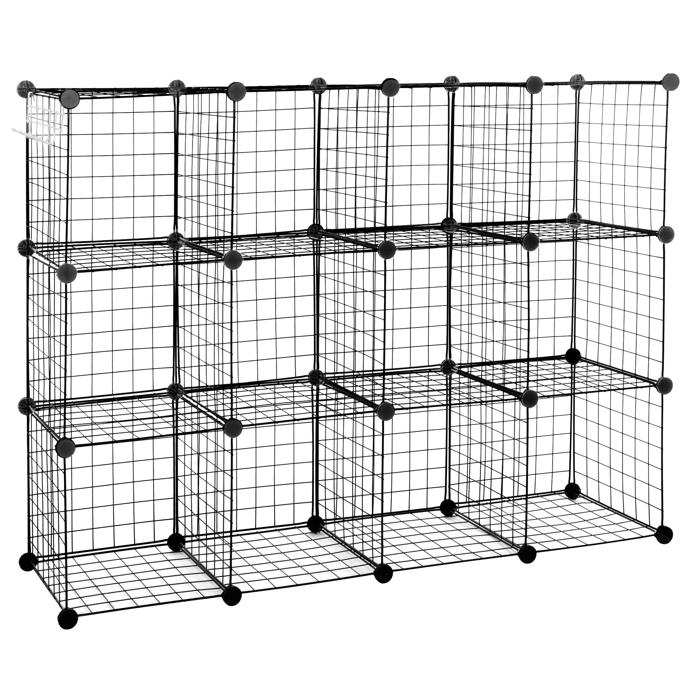 Saturnpower Wire Cube Storage Wardrobe, 12-Cube Metal Grid Storage,Stackable Modular Bookshelf Shelves, Storage Bins Shelving, DIY Closet Cabinet for Living Room, Bedroom, Office, Garage