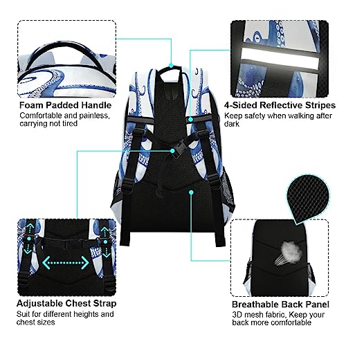Funky Qiu Watercolor Sea Animal Octopus Backpack Durable Lightweight College School Bookbag Daypack Rucksack for Boys Girl Student