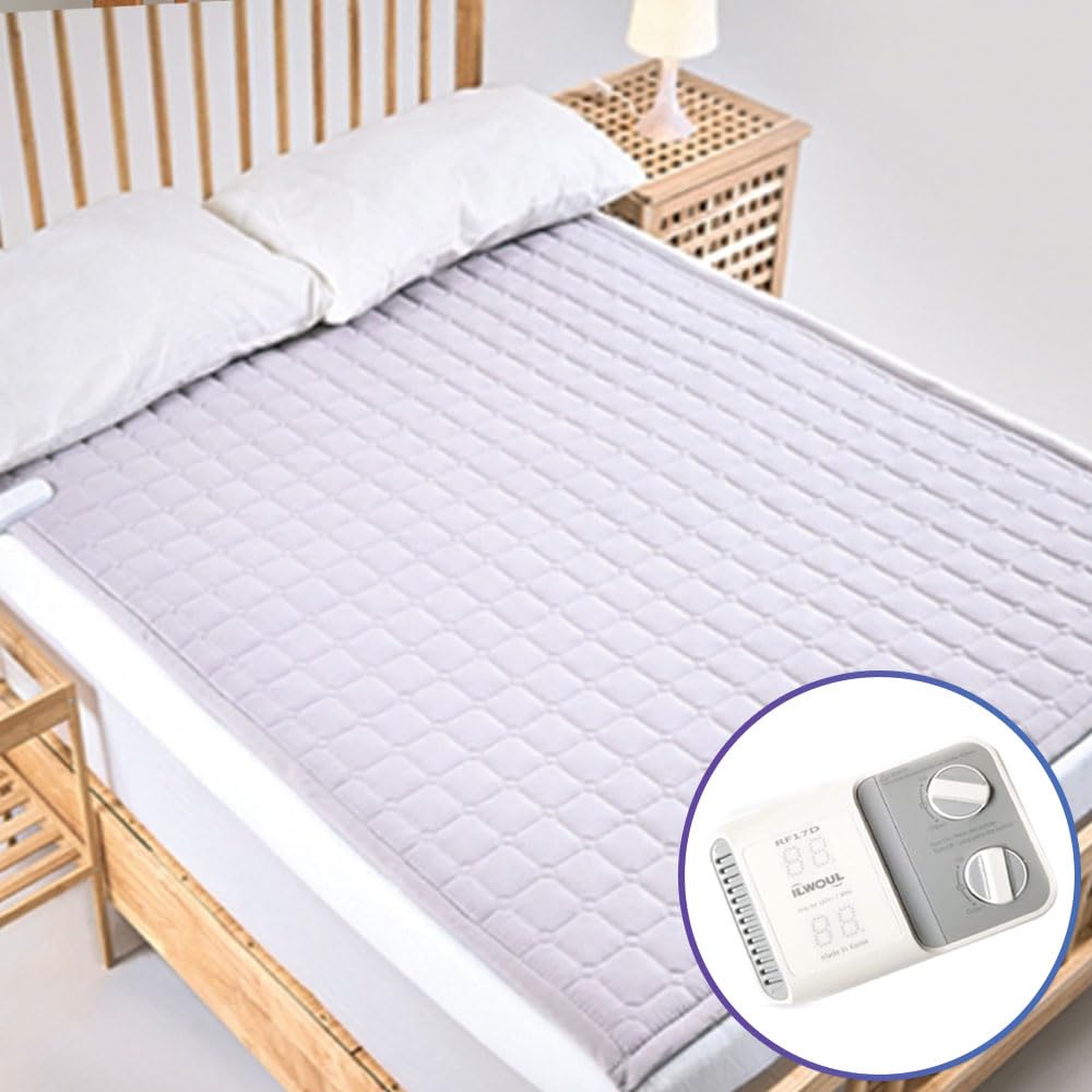 ILWOUL Heated Mattress Pad Large Washable Electric Heating Pad Mat Mattress. Auto 15 Hours Shut Off, Anti-Electrical Radiation, 100% Cotton Material, UL Listed (Double 55" x 70")