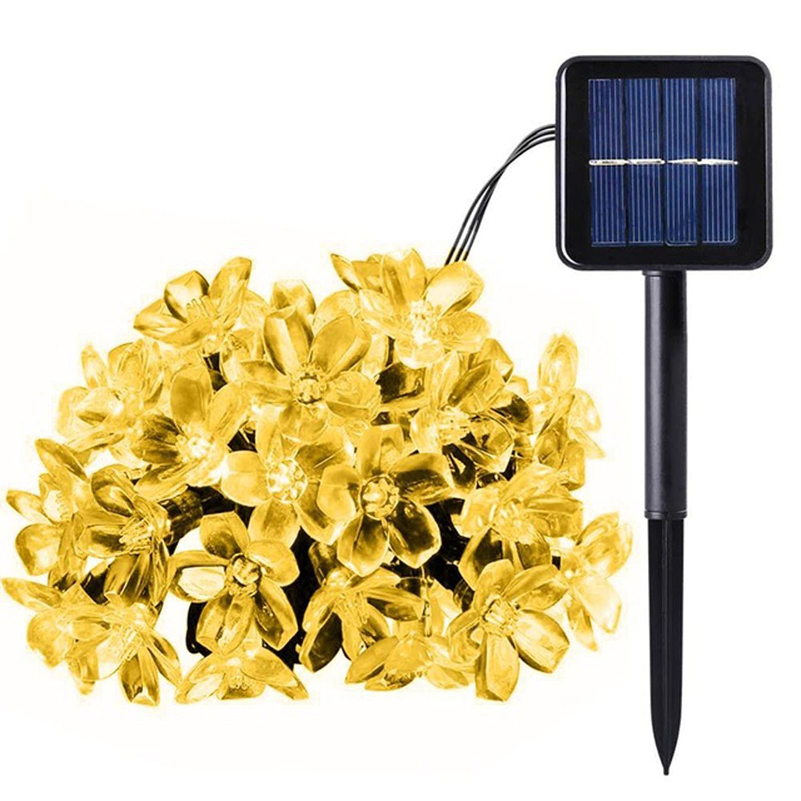 Solar Light String, Outdoor Waterproof Light String Garden Christmas Decoration Lights39feet 100 LED Solar Cherry Peach Flower String Light, Suitable for Home, Garden, Terrace, Wedding and Party(Warm