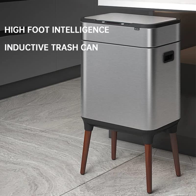 DOUBA Smart Sensor Trash Can Stainless Steel Rectangle Trash Bin High Foot Rubbish Bin Kitchen Sorting Garbage Can Automatic Waste Bin