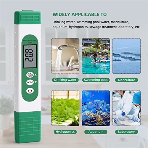 Digital Tester 5 in 1 EC/TDS/Salt/S.G/Temperature Portable Digital Water Quality Tester Water Purity Temperature PPM Test Instrument