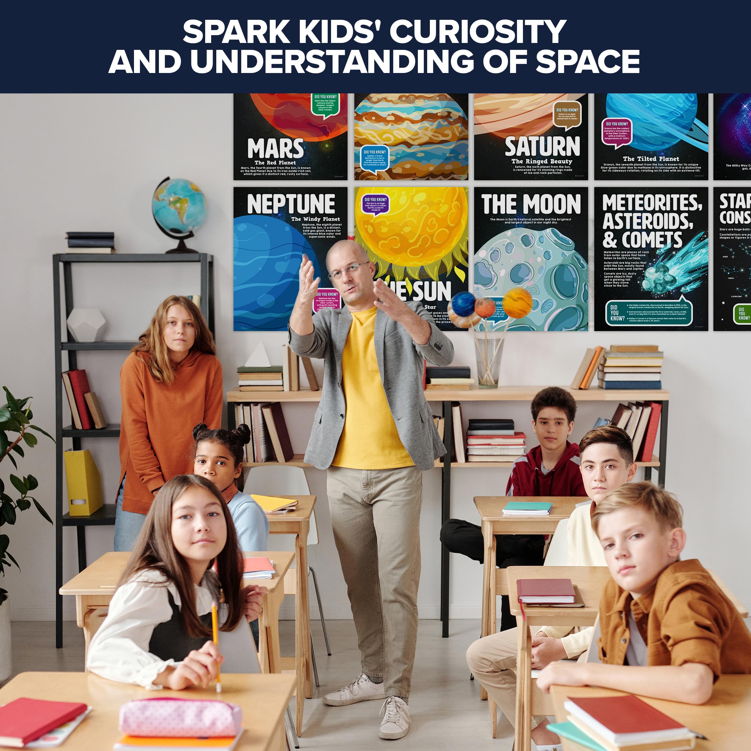 Decorably 15 Space Theme Classroom Decor - 11x14in Space Classroom Decor, Solar System Poster, Space Decorations for Classroom, Space Posters, Outer Space Classroom Decorations, Space Poster