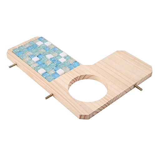 Ichiias Hamster Platform Double-Sided Wooden Rabbit Pedal Small Pet Crystal Stone Cooling Mat Pad, Chinchilla Cage Sturdy Standing and Jumping Wooden Board for Cage Rat Cage