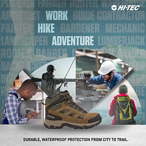 HI-TEC Yosemite WP Mid Waterproof Hiking Boots for Men, Lightweight Breathable Outdoor Trekking Shoes - Dark Grey/Black, 10 Medium