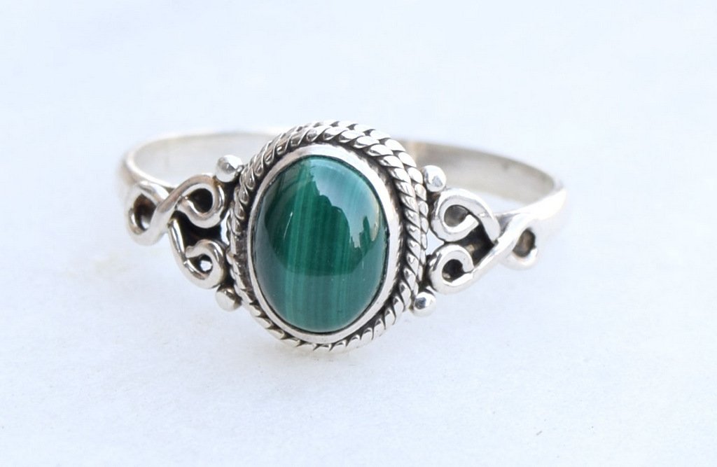 Malachite Stone Ring 925 Sterling Silver Statement Ring For Women Handmade Rings Gemstone Christmas Promise Ring Size US 7 Gift For Her