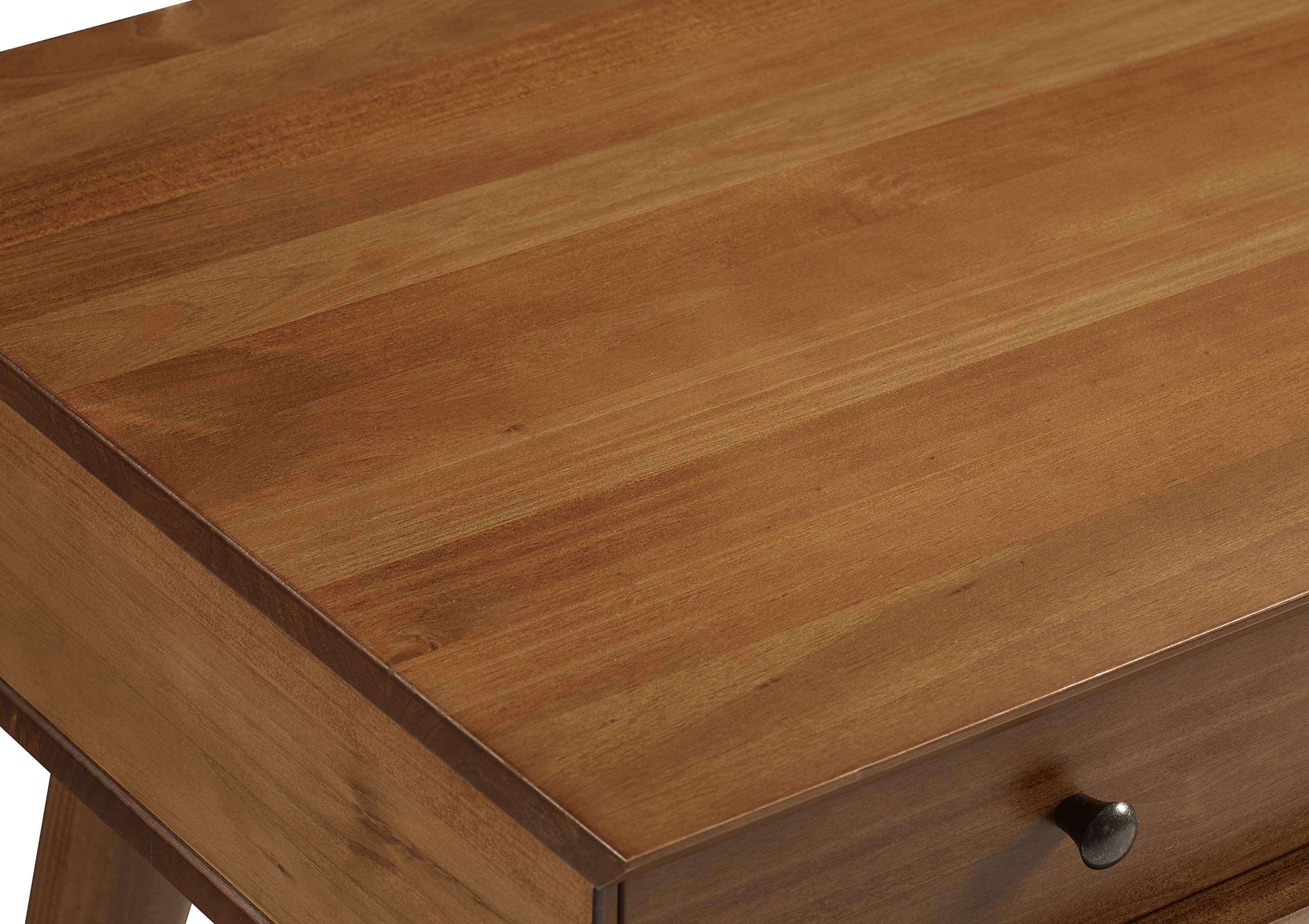 Camaflexi Mid-Century Modern Computer Desk / 35.75"W / Study Writing Table / Solid Wood / Natural Variations of Wood Grains / One Drawer / Partial Assembly, Castanho Brown, 30"H x 35.75"W x 20"D