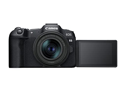 Canon EOS R8 Content Creator Kit, Full-Frame Mirrorless Camera, RF Mount, 24.2 MP, 4K Video, DIGIC X Image Processor, Compact, Lightweight, Smartphone Connection, Tripod Grip, Stereo Microphone