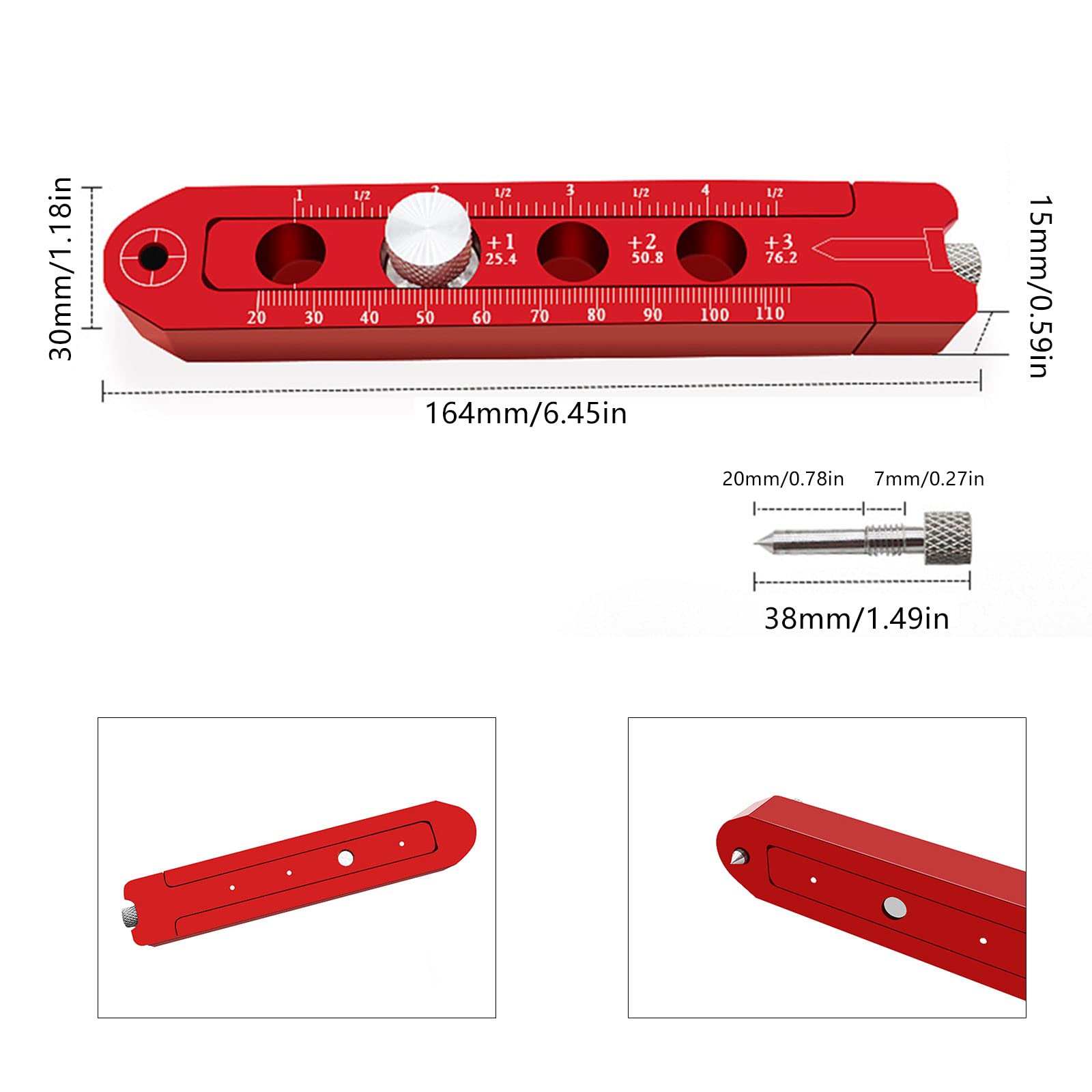 CDIYTOOL Woodworking Aluminum Alloy Circular Drawing Tool,Fixed-Point Marking Gauge Woodworking Compass Scribe,Metric/British,Adjustable Drawing Circle Ruler
